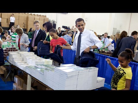 President Obama and the First Lady Pack 15,000 Backpacks for Children ...