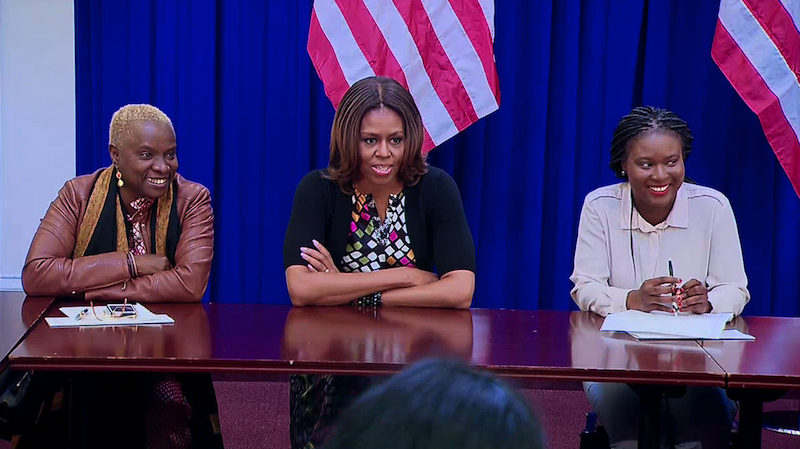 The First Lady Drops by Girls International Roundtable | The White House