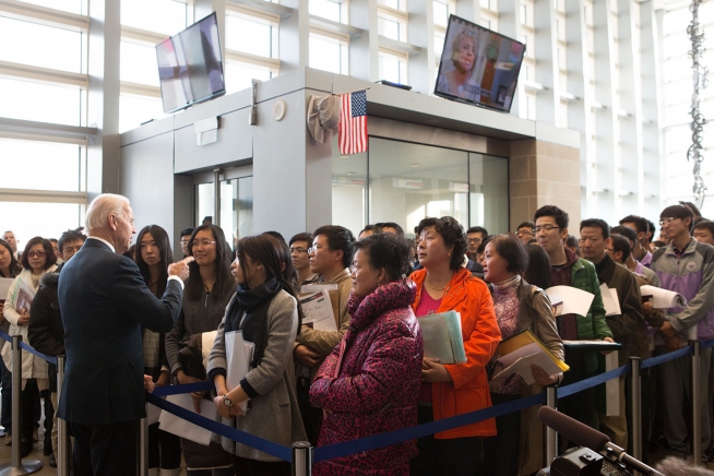 Vice President Joe Biden visits the consular section of the U.S ...